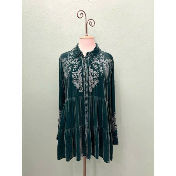 Johnny Was | Tops | New Johnny Was Lenon Velvet Tiered Tunic In Deep ...